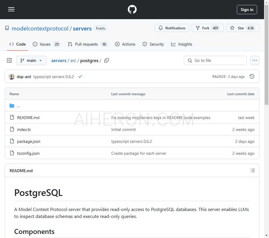 PostgreSQL Model Context Protocol Server | AI导航网站